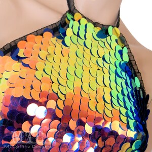 Dragon Scale Color Shifting Sequined Sheer Mesh Iridescent Sequin ...