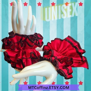 Red Clown Ruffle Cuff Set With Black Trim Traditional Cotton Clowncore ...
