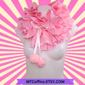 Pink Adult Clown Collar Clowncore Ruffle Adjustable Pompom Costume ...