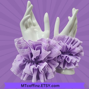 Pastel Lilac Clown Ruffle Cuff Set With White Trim Cotton Clowncore ...