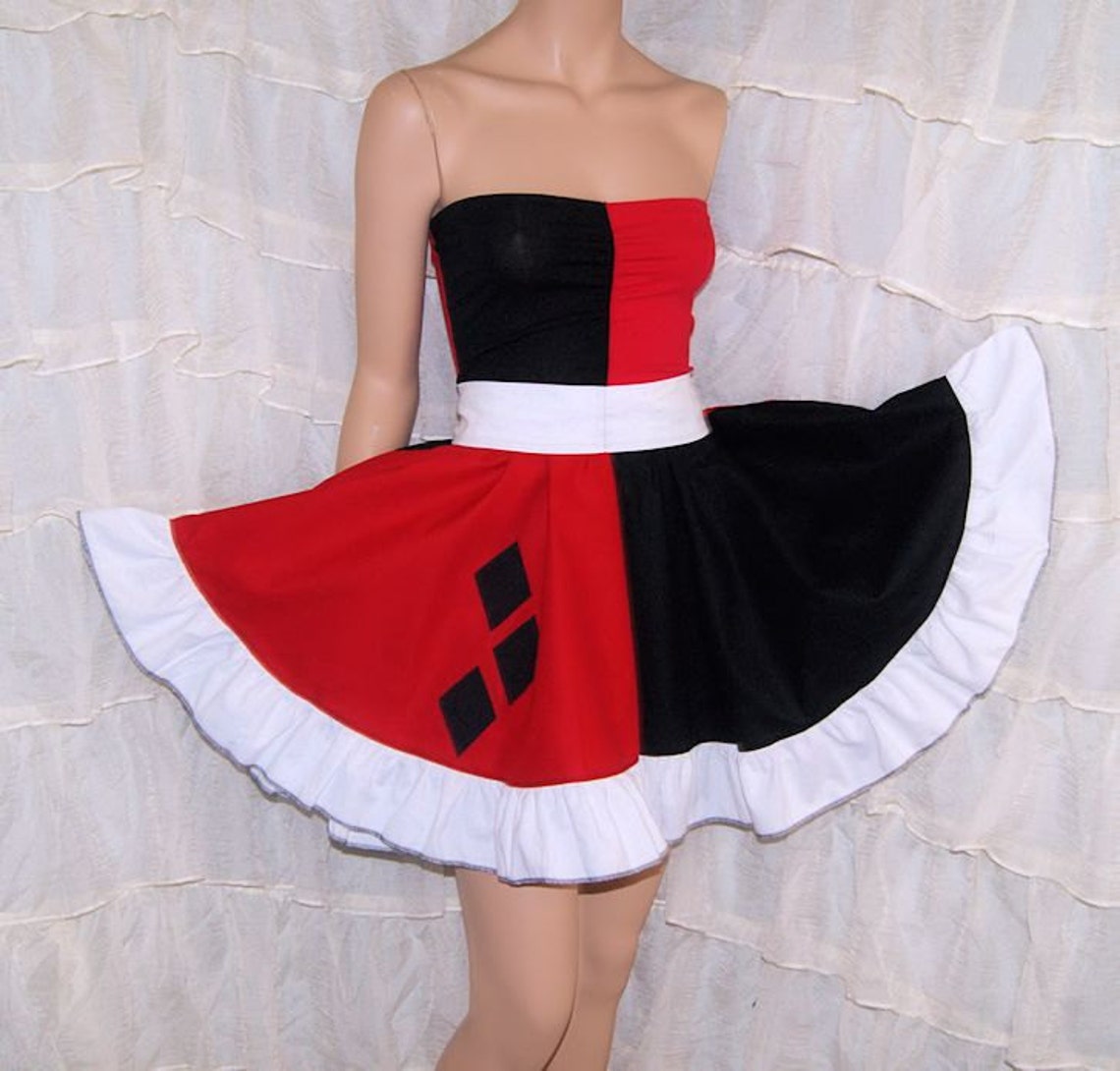 Harlequin Cosplay Costume Comic Book Jester Strapless Summer | Etsy