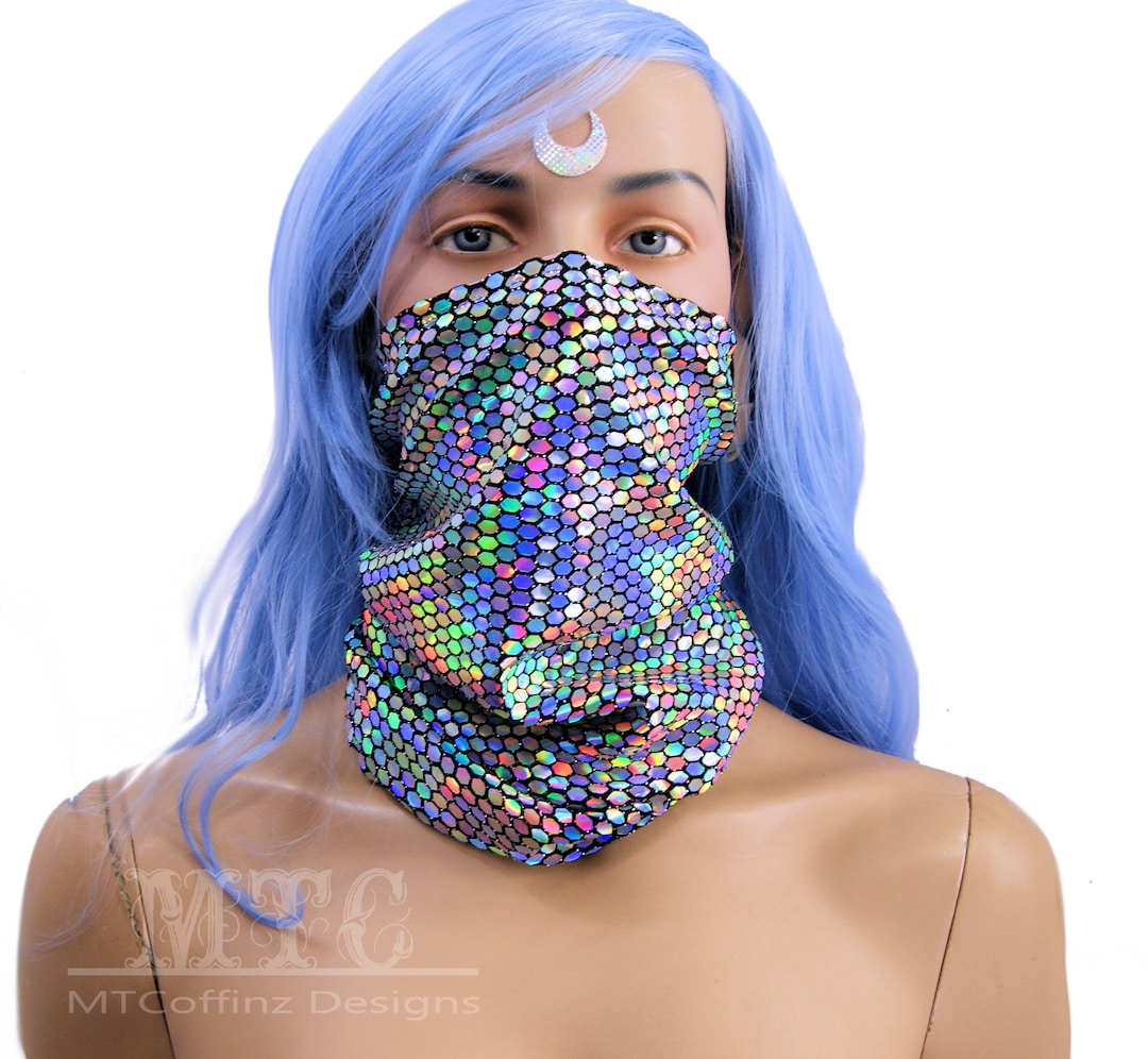 Disco Ball Color Changing Glitter Rave Raver Festival Dust Mask Bandit ...