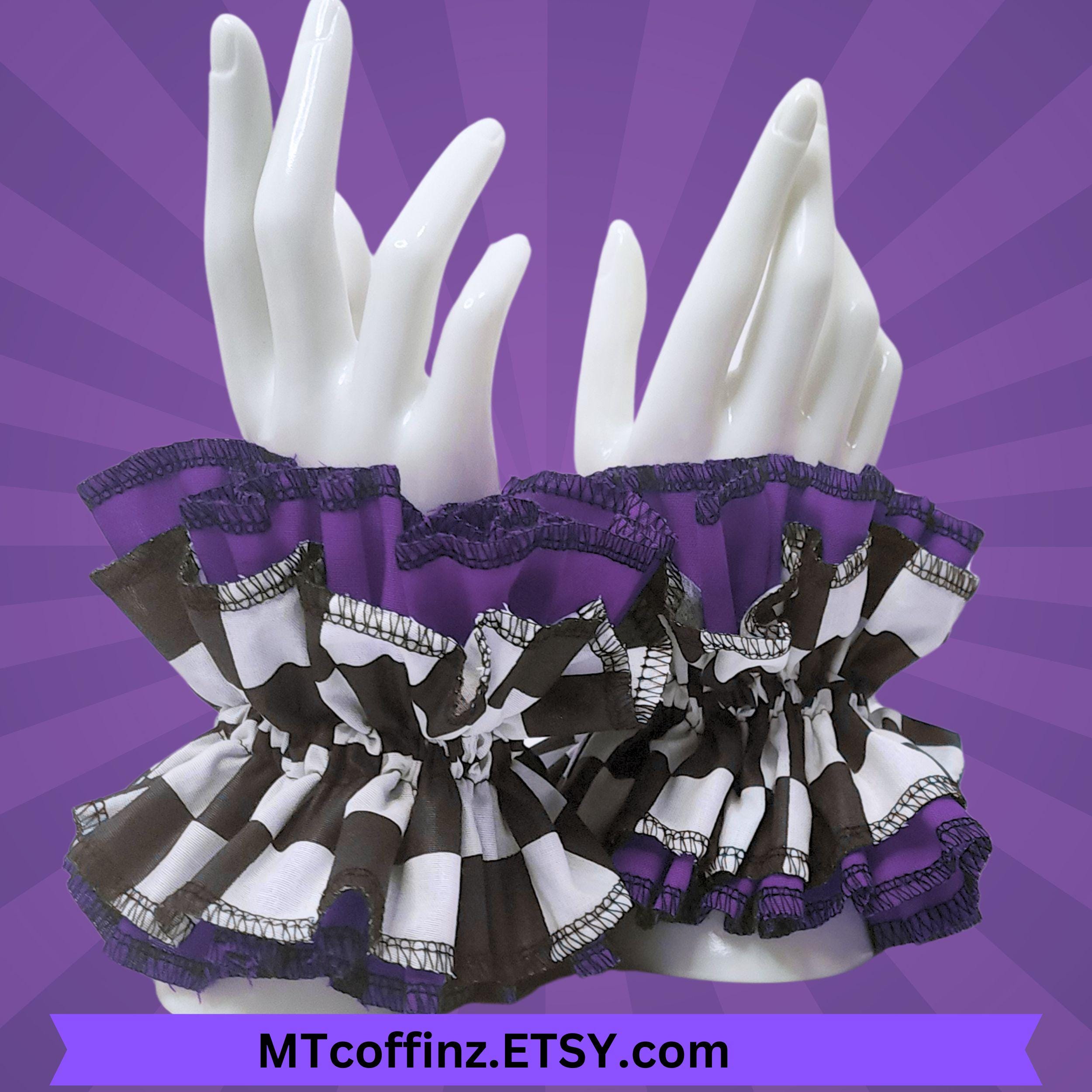 Purple and Checkerboard Color Clown Ruffle Cuff Set Traditional Cotton ...