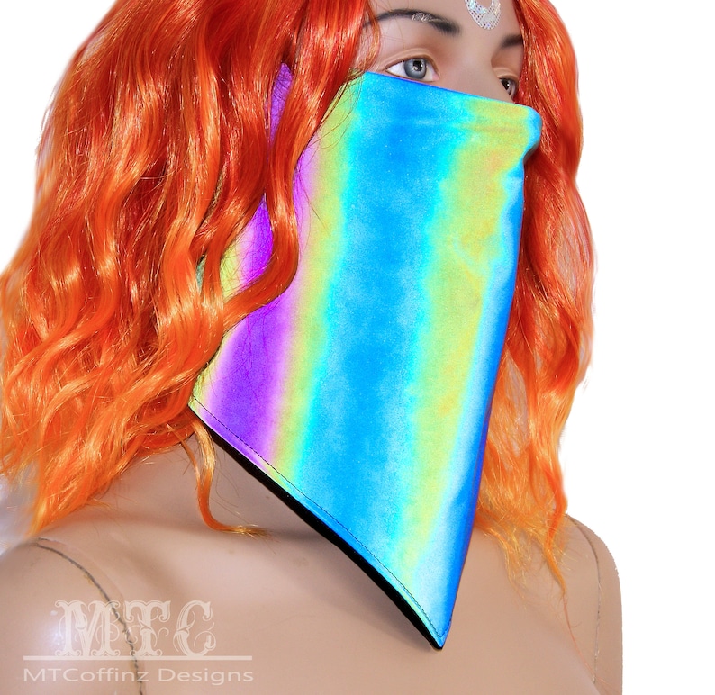 Rainbow Reflective Rave Mask Festival dust mask bandit mask | Etsy