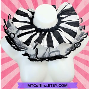 Clowncore Striped Clown Ruff Ruffled Costume Collar Pierrot Cosplay ...