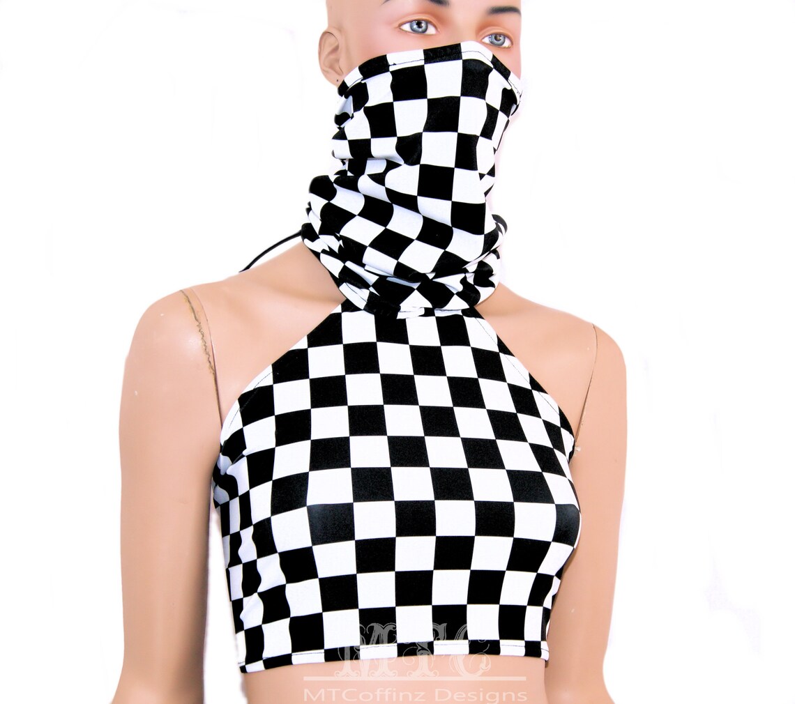 Racer Checks Checkerboard Festival Dust Mask Bandit Mask Man - Etsy