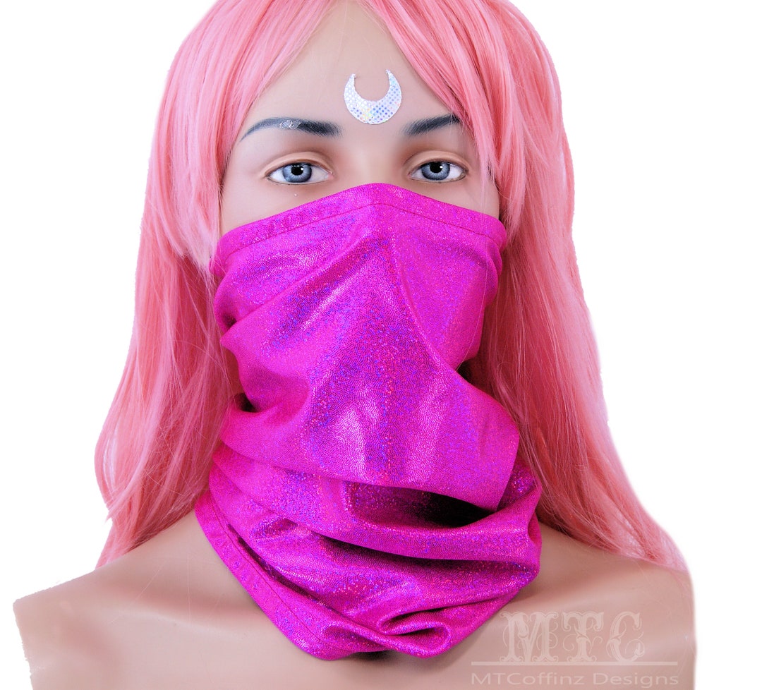 Pink Holographic Festival Dust Mask Bandit Mask Man Playa Mask Rave ...