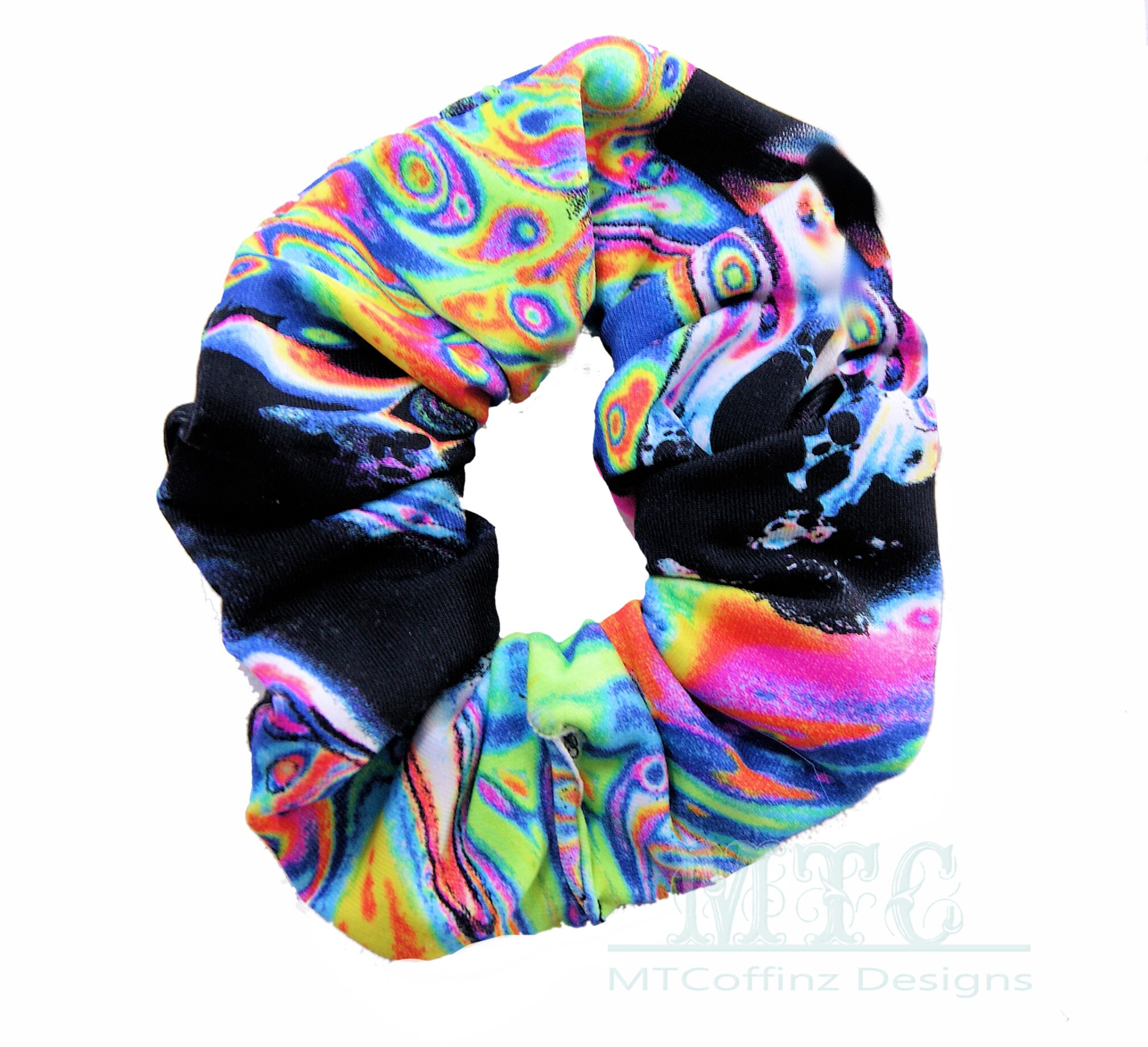 Neon Scrunchie Acid Print UV Reactive Clubwear VSCO Girl | Etsy