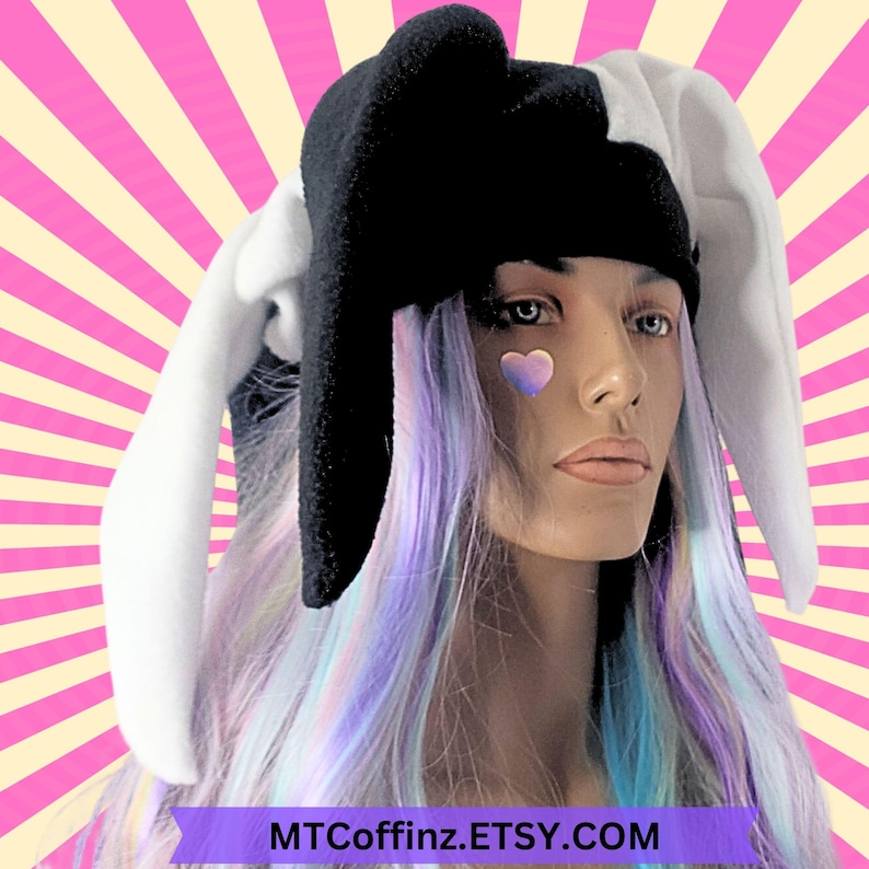 Clowncore Jester Hat Black and White Six Pointed Harlequin Man Woman ...