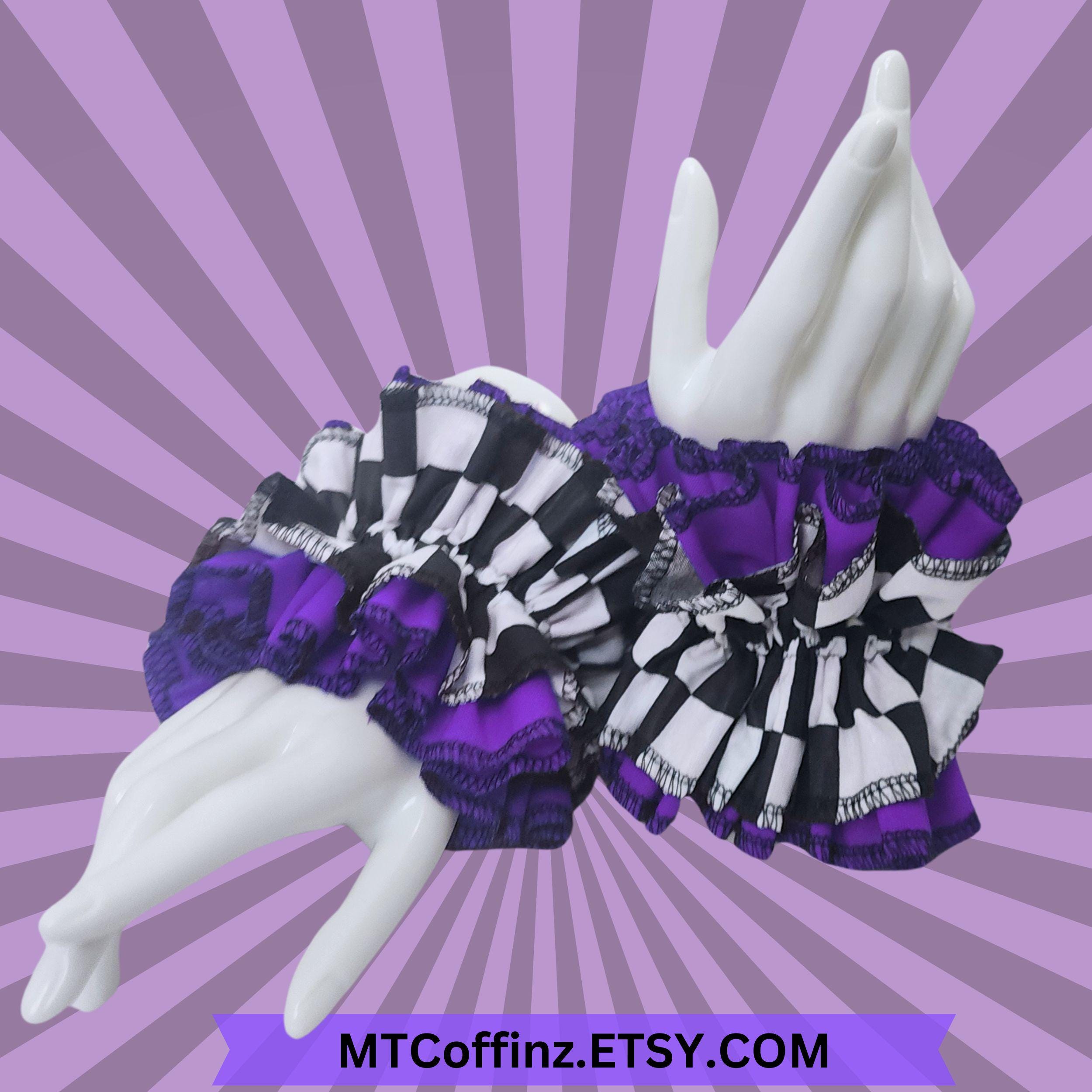 Purple and Checkerboard Color Clown Ruffle Cuff Set Traditional Cotton ...