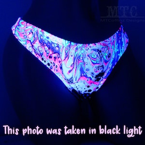 Neon Acid UV Reactive Rave Thong Underwear Swim Suit Festival Cheeky ...