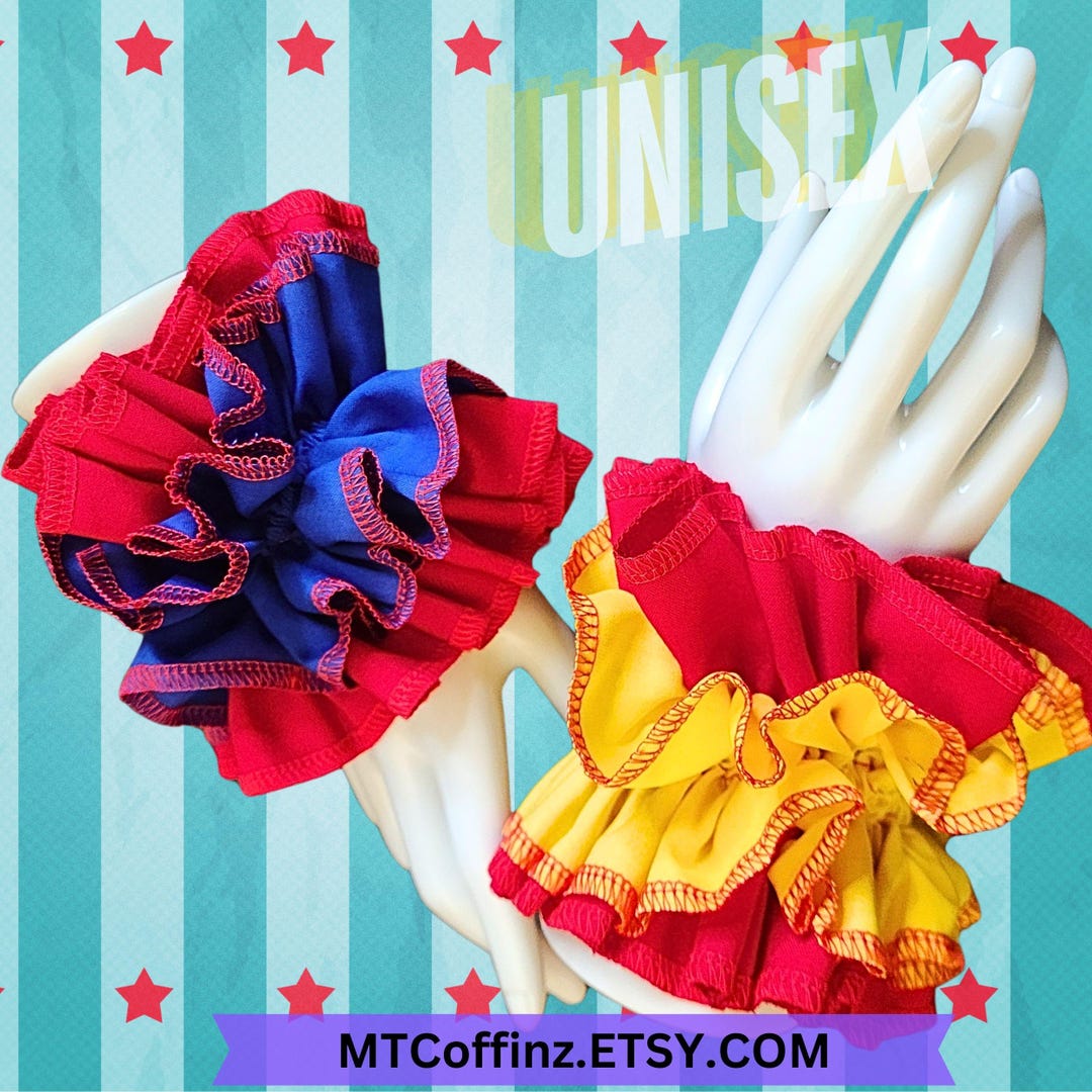 Primary Color Clown Ruffle Cuff Set Traditional Cotton Clowncore ...
