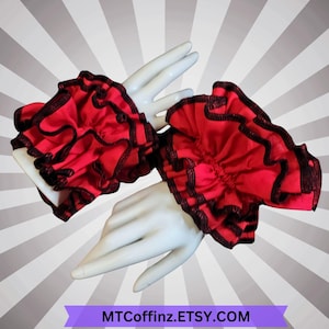 Red Clown Ruffle Cuff Set With Black Trim Traditional Cotton Clowncore ...