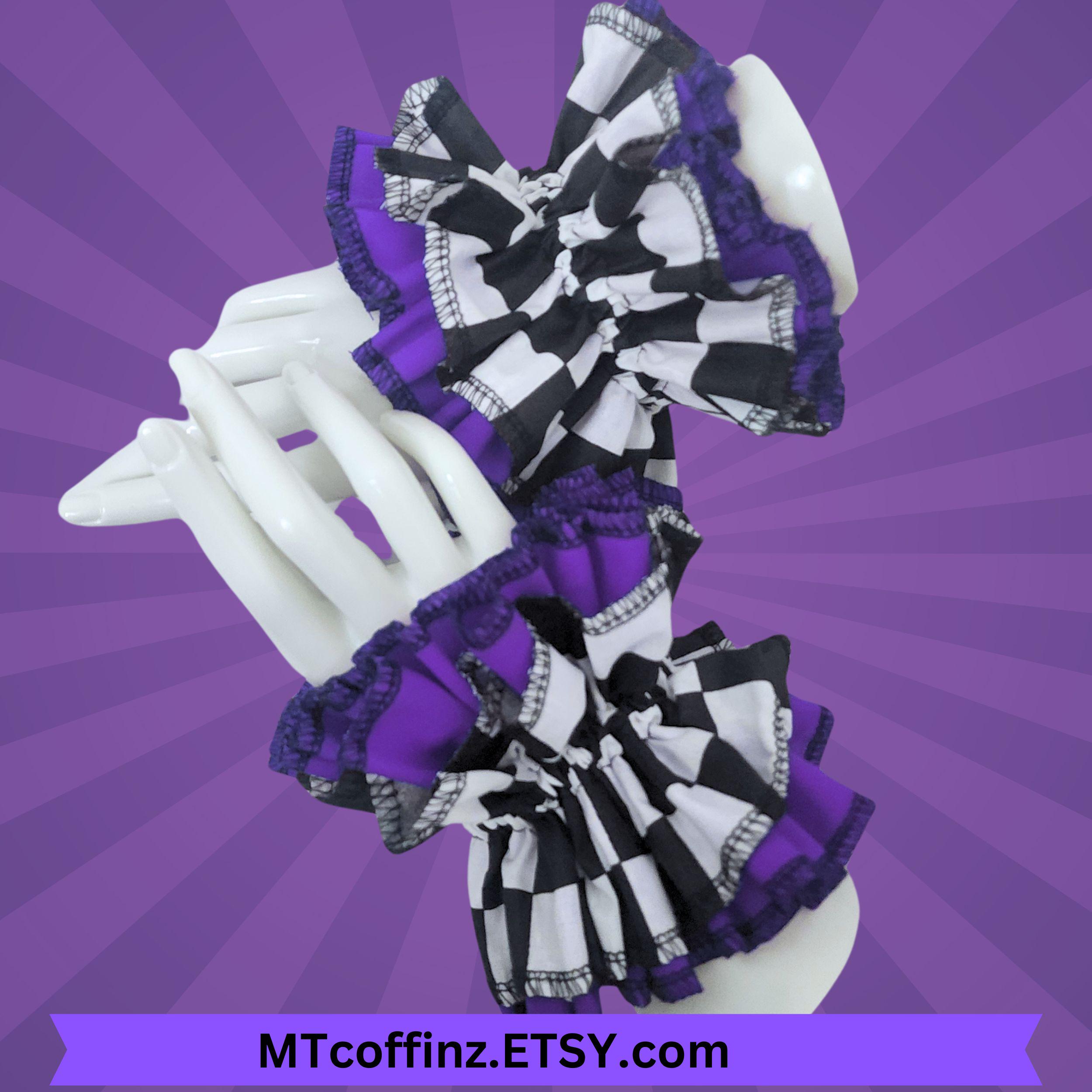 Purple and Checkerboard Color Clown Ruffle Cuff Set Traditional Cotton ...