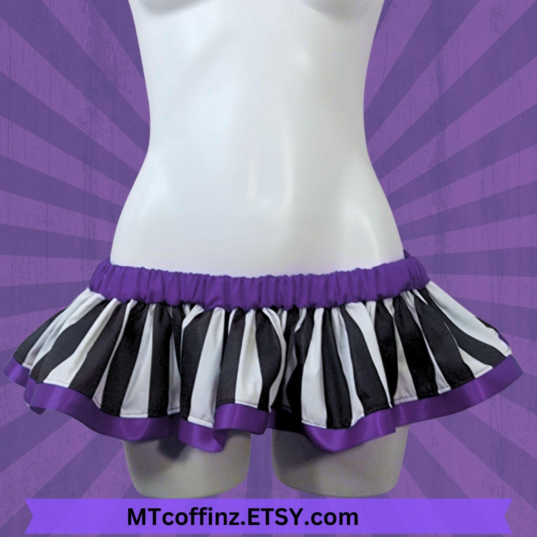 Purple Black White Striped Clowncore Cosplay Kidcore Circus Micro Mini ...