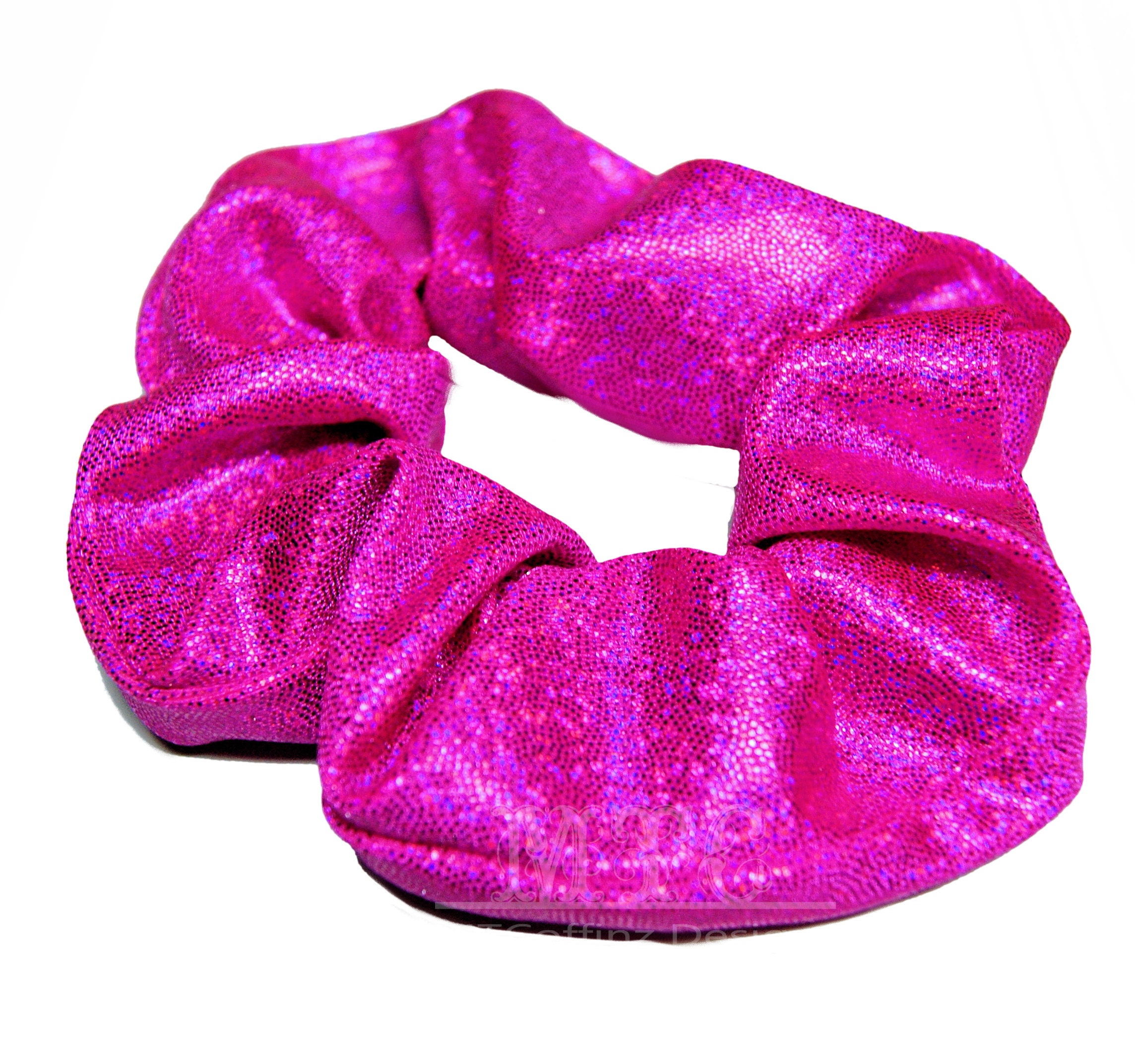 Neon Scrunchie Holographic Pink Glitter UV Reactive Clubwear | Etsy