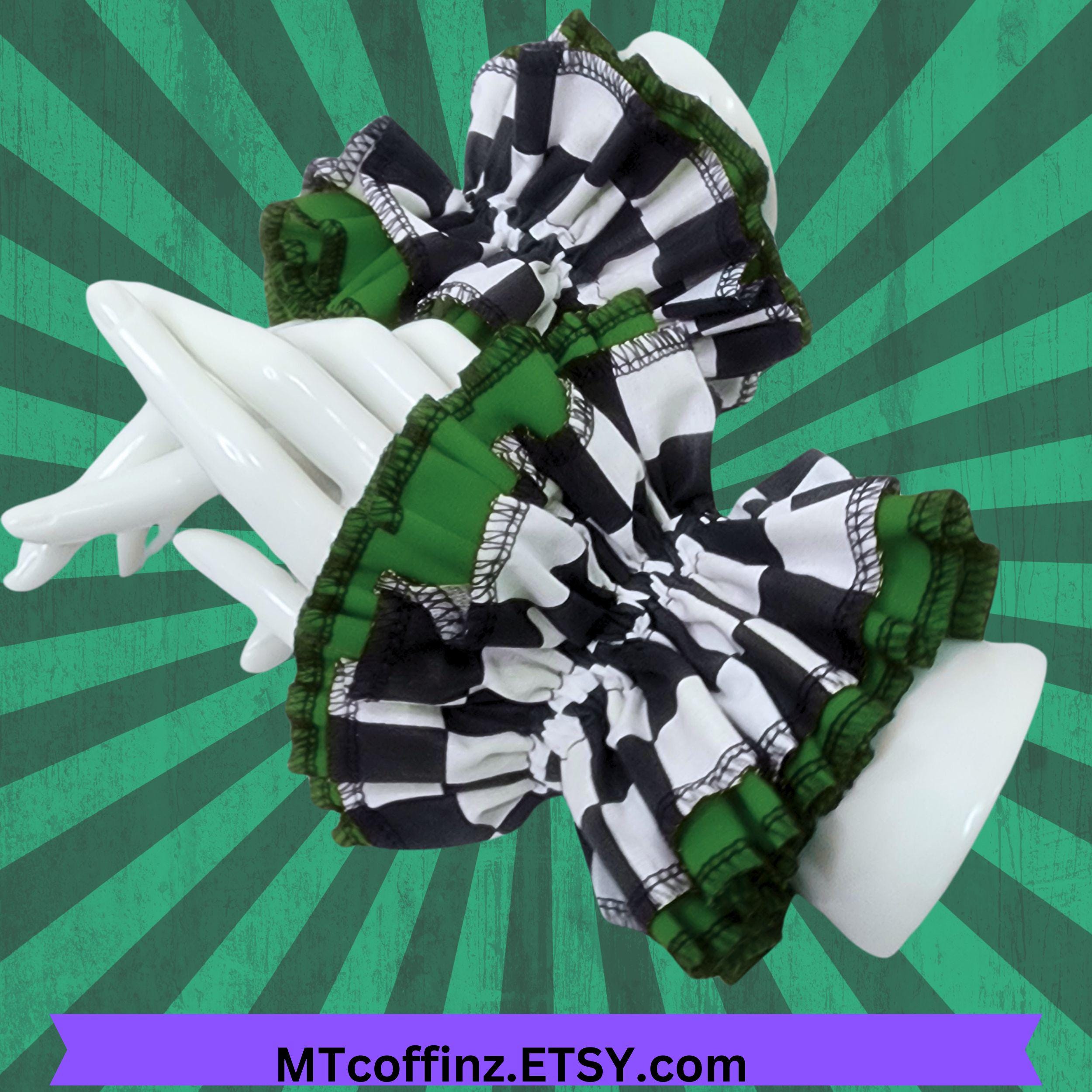 Green and Checkerboard Color Clown Ruffle Cuff Set Traditional Cotton ...