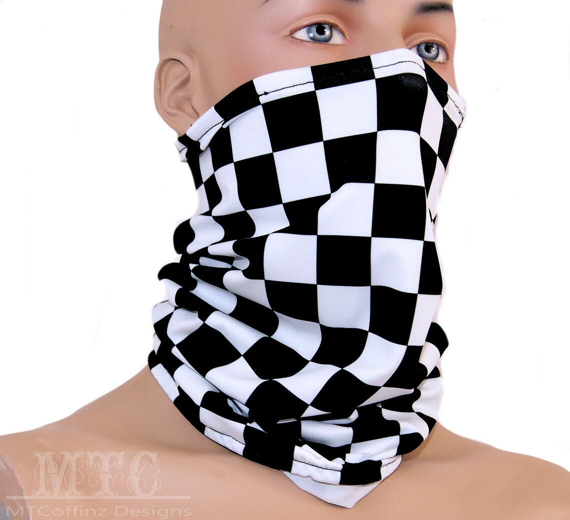 Racer Checks Checkerboard Festival Dust Mask Bandit Mask Man - Etsy