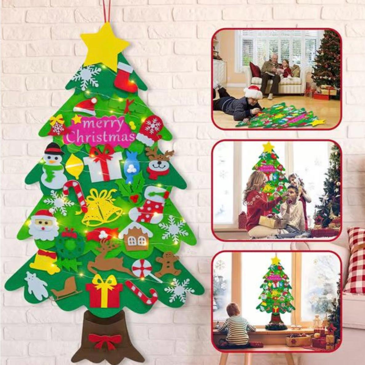 Felt Christmas Tree Two Tone With 32pcs Handmade Ornaments Kids ...