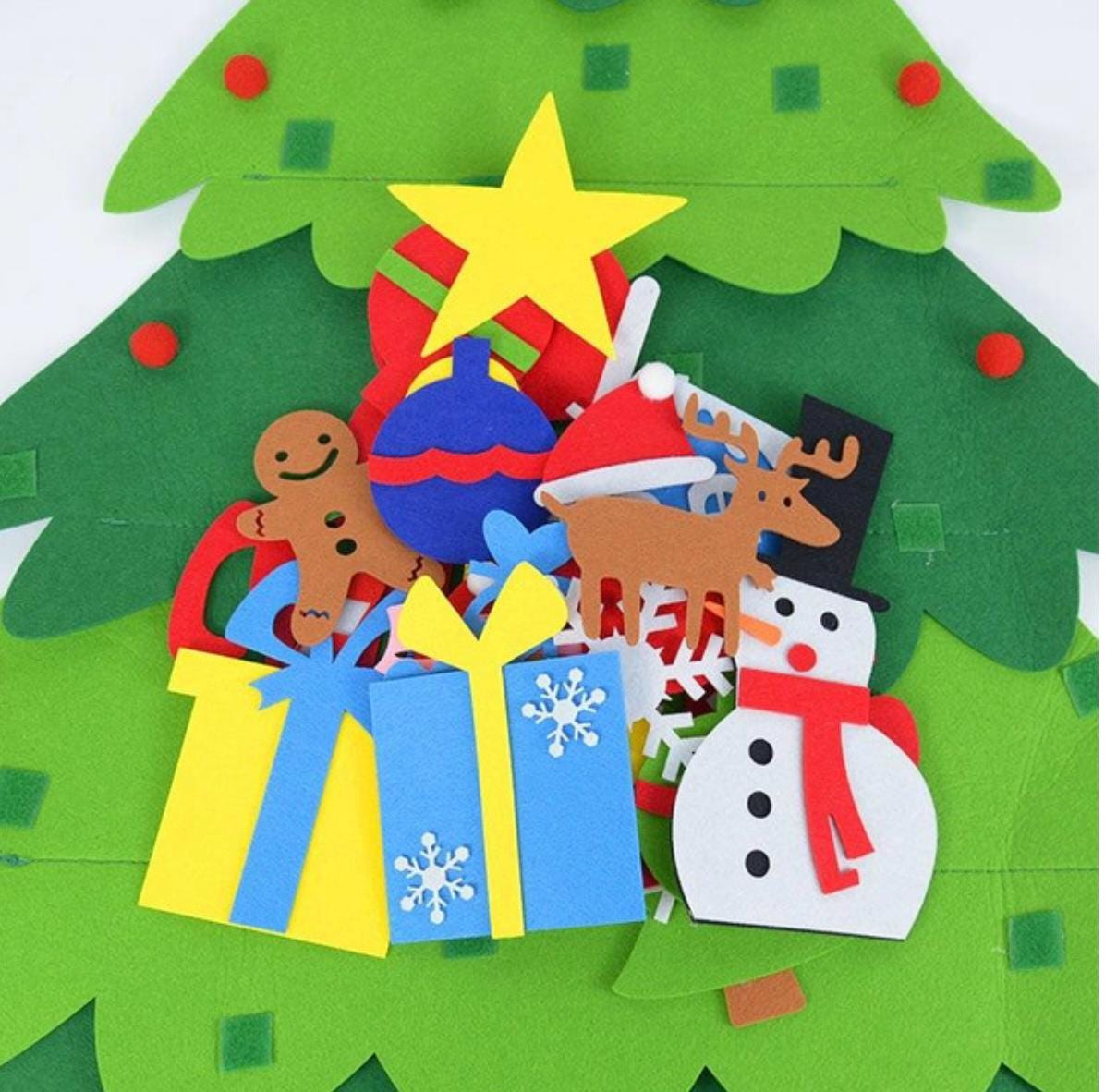 Felt Christmas Tree Two Tone With 32pcs Handmade Ornaments Kids ...
