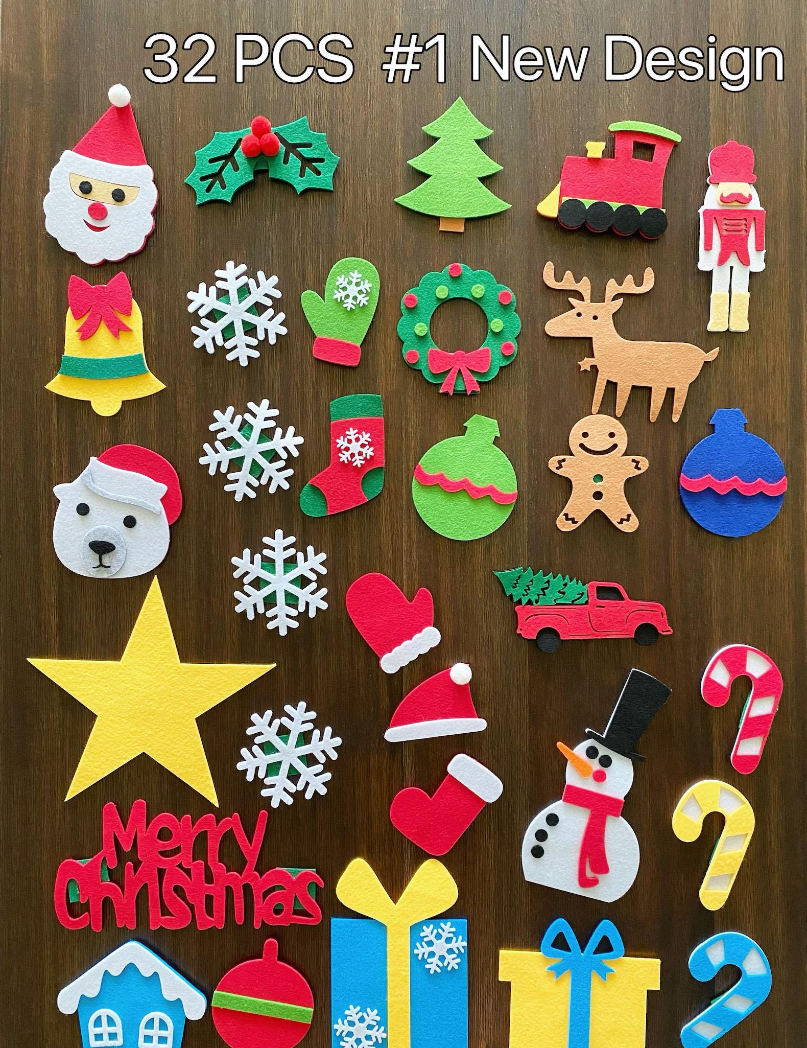 Felt Christmas Tree Two Tone With 32pcs Handmade Ornaments Kids ...