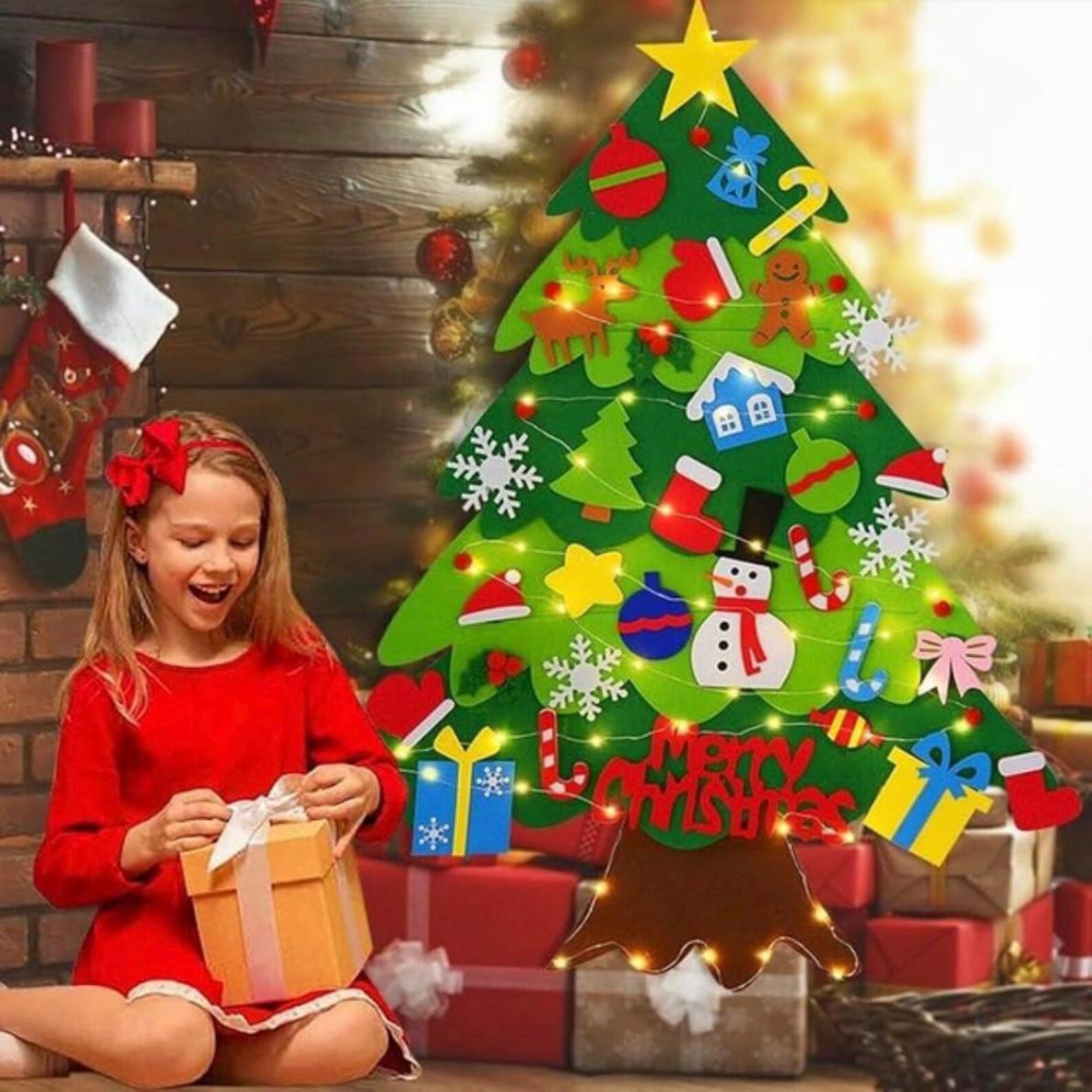 Felt Christmas Tree Two Tone With 32pcs Handmade Ornaments Kids ...