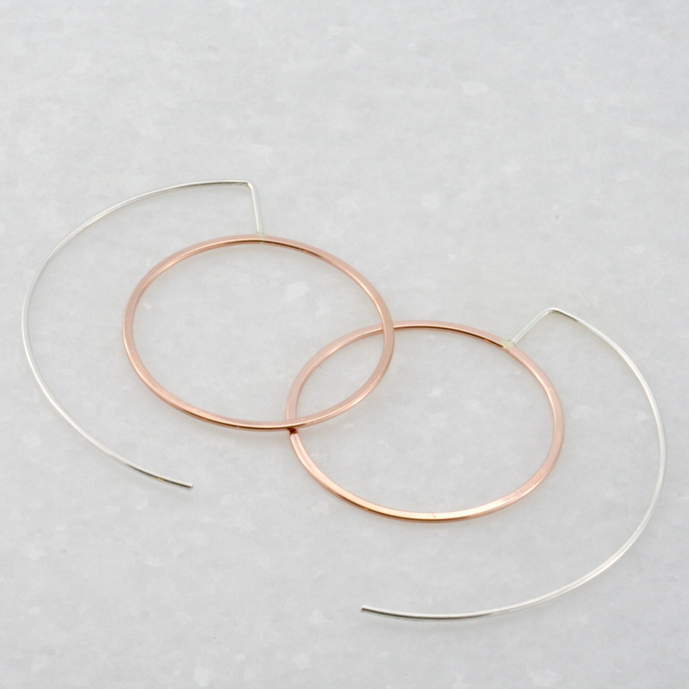 Modern Geometric Hoop Earrings Hoop Threader Earrings | Etsy