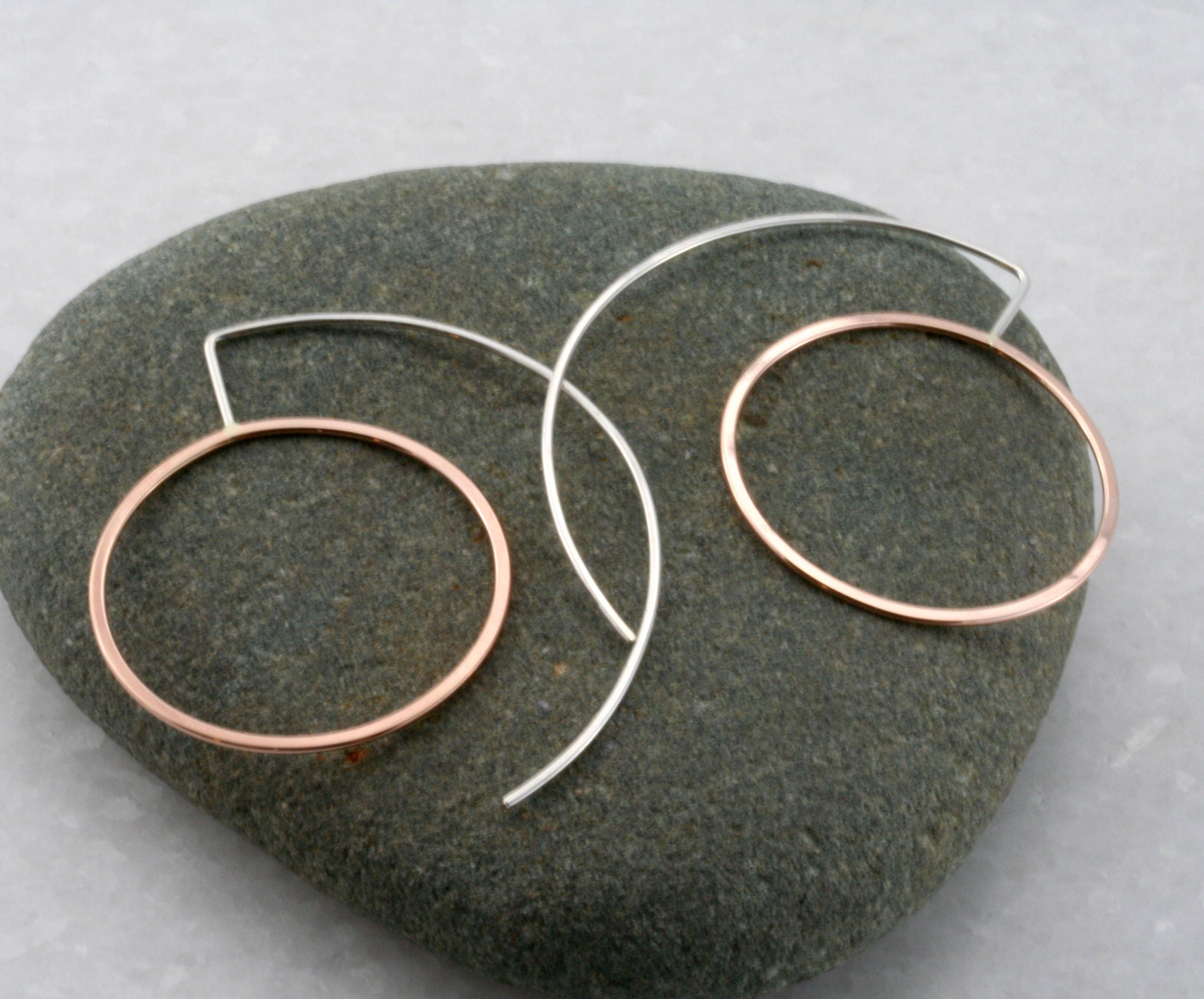 Modern Geometric Hoop Earrings Hoop Threader Earrings | Etsy