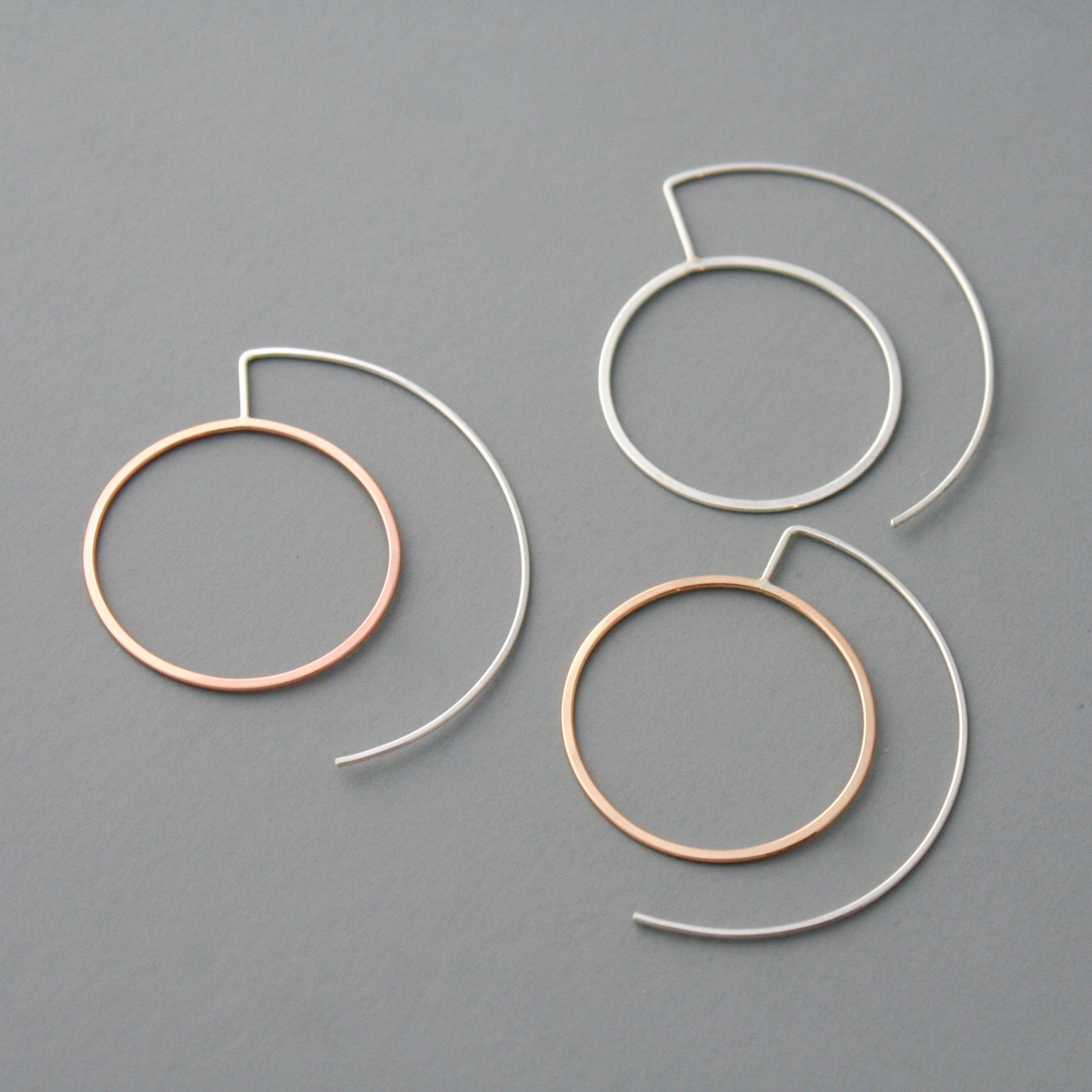 Modern Geometric Hoop Earrings Hoop Threader Earrings | Etsy