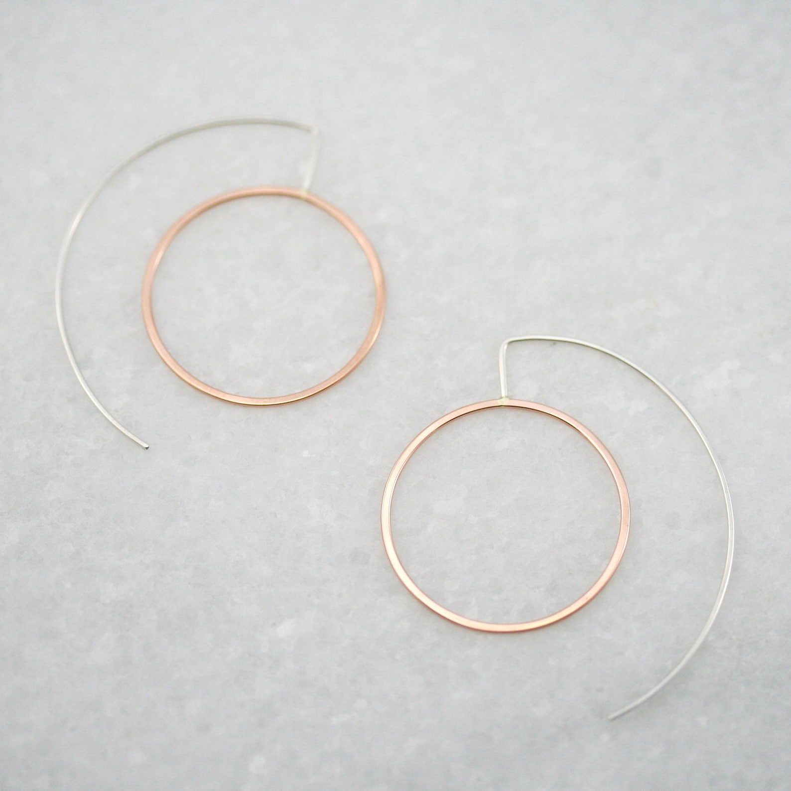 Modern Geometric Hoop Earrings Hoop Threader Earrings | Etsy