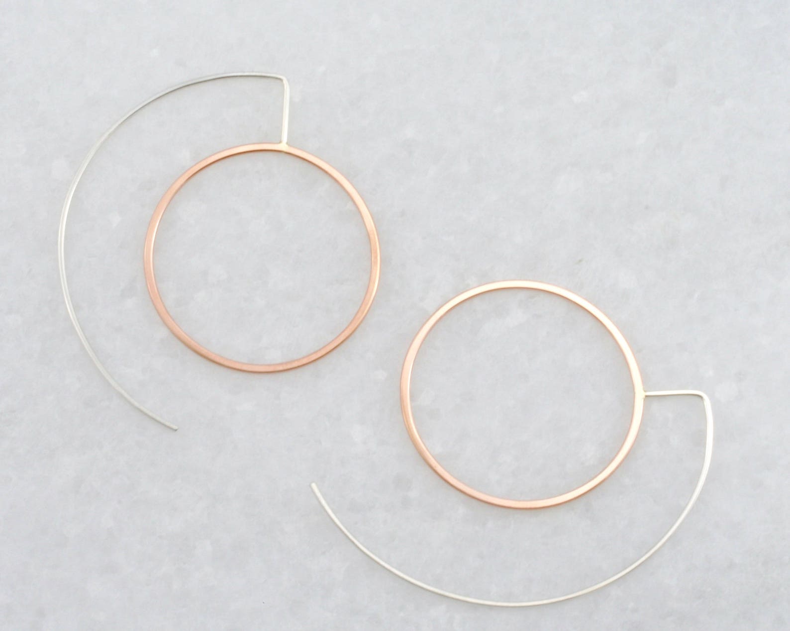 Modern Geometric Hoop Earrings Hoop Threader Earrings | Etsy