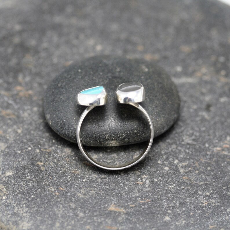 Double Gemstone Ring Turquoise and Labradorite Ring Rose Cut | Etsy