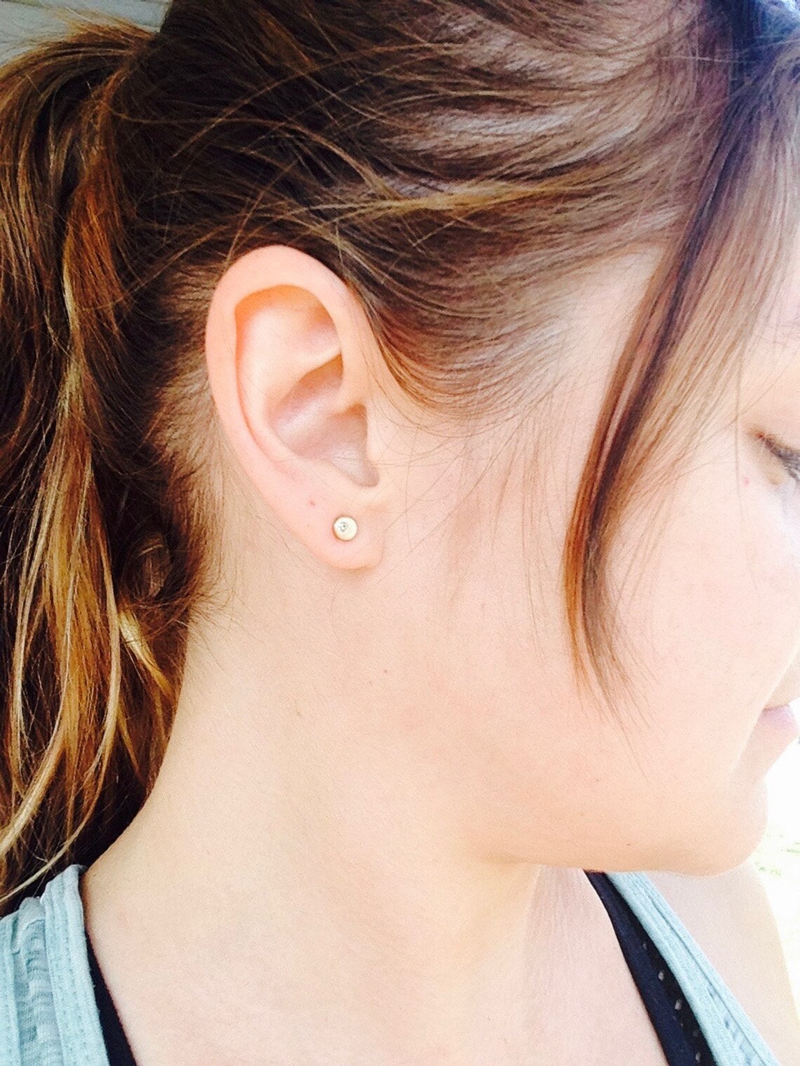 Gold Pebble Earrings Simple Petite 14k Gold Stud Earrings | Etsy