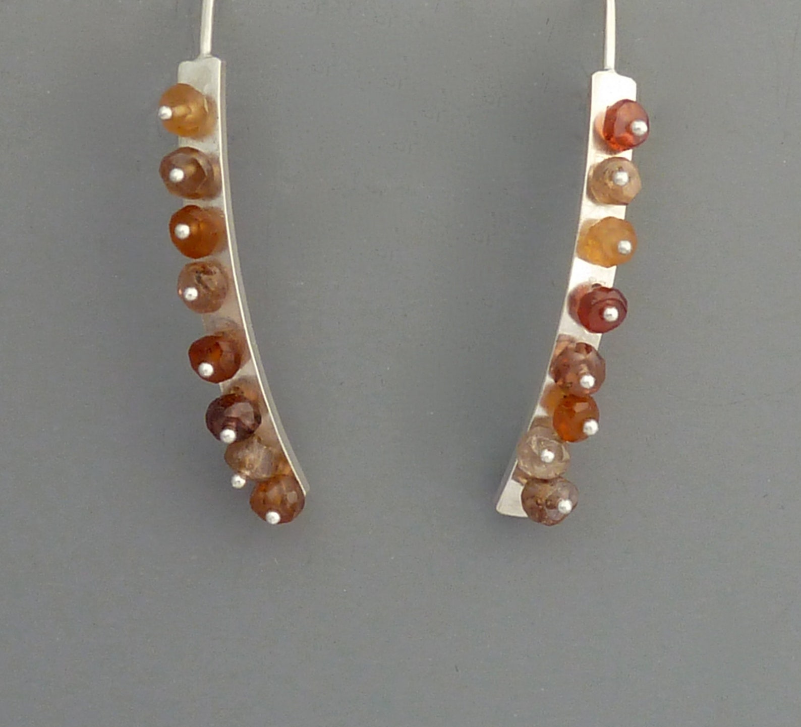 Sterling Silver Thread Earrings With Garnet or Tourmaline Gemstones ...