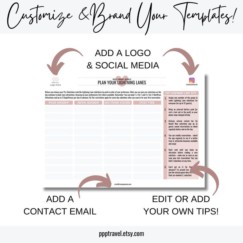 WDW Lightning Lane Cheat Sheet & Planning Pages - Travel Agent ...