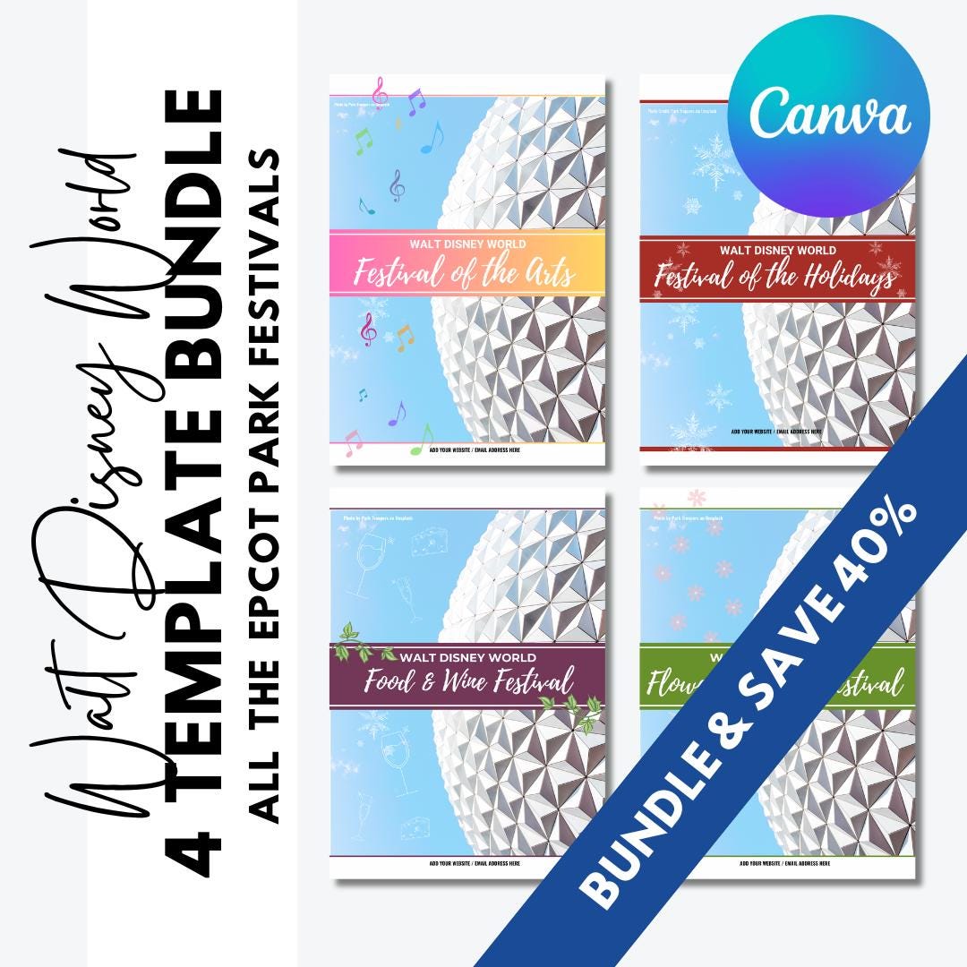 Epcot Festivals 2026&2027 - 4 Template Bundle - Food and Wine, Flower ...