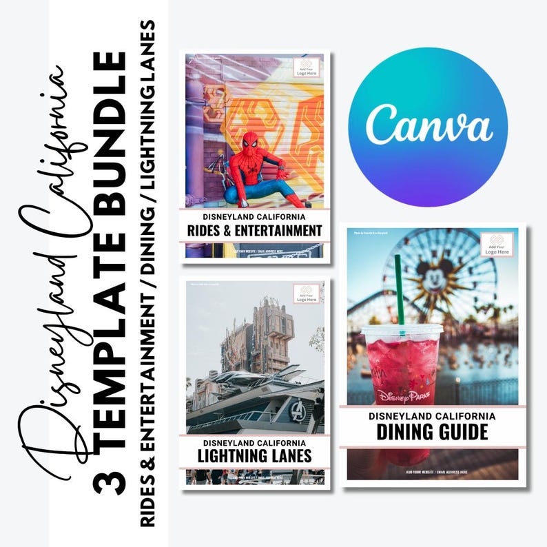 Disneyland California 3 Template Bundle Rides & Entertainment, Dining ...