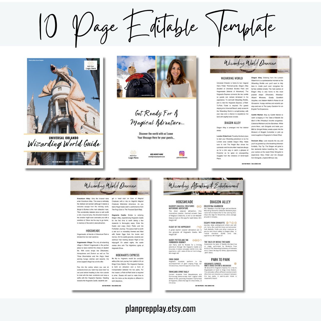 Wizarding World Guide Travel Agent Editable Template Universal Orlando ...
