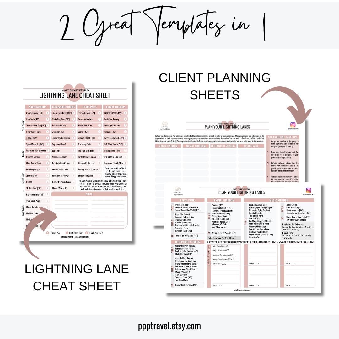 WDW Lightning Lane Cheat Sheet & Planning Pages - Travel Agent ...