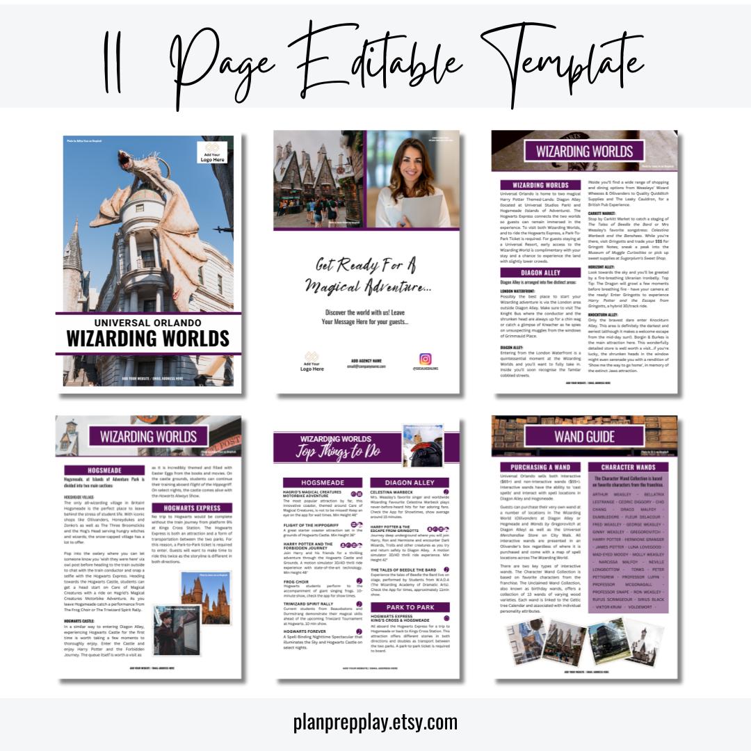 Wizarding World Guide Travel Agent Editable Template Universal Orlando ...