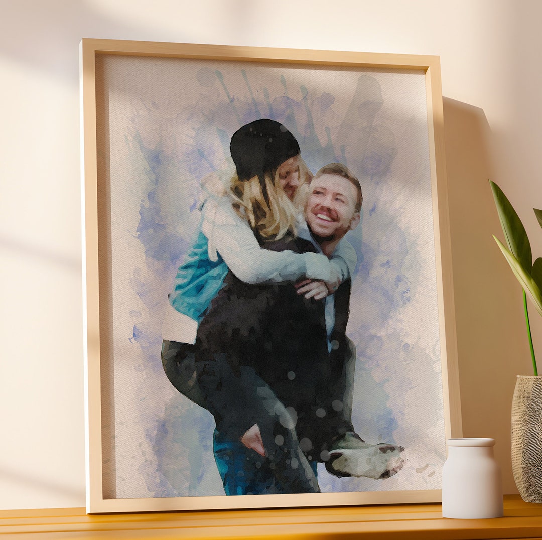 Custom Watercolor Portrait, Vivid Color Family Portrait, Personalized ...