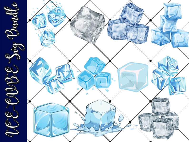 Melting Ice Cubes SVG Clip Art Cut File Silhouette Dxf Eps Png Jpg ...