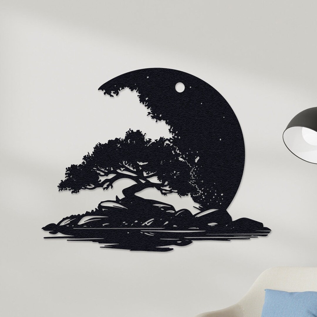 Moon Metal Wall Art, Nature Wall Art, Tree Metal Wall Art, Moon and ...