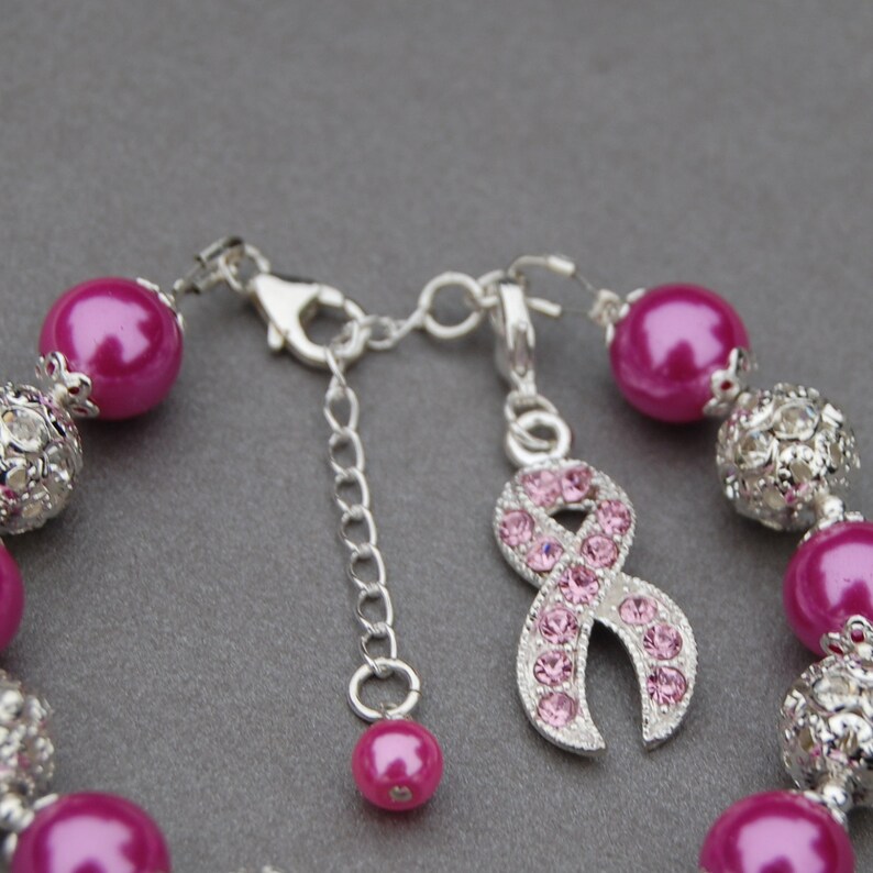 Pink Ribbon Bracelet Cancer Awareness Cancer Survivor Gift - Etsy UK