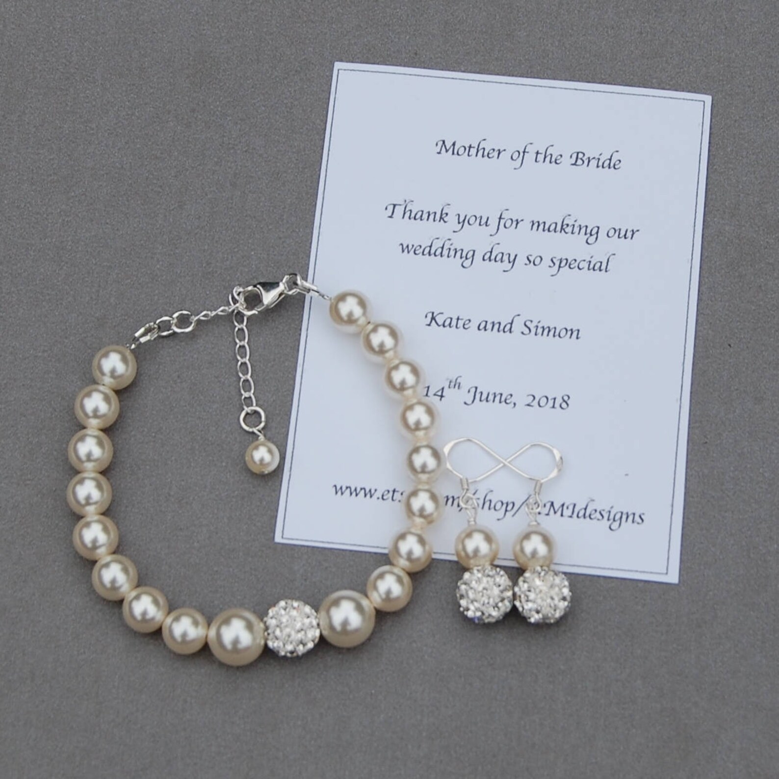 Pearl Bracelet and Earrings Set Pearl Jewelry Set Simple | Etsy