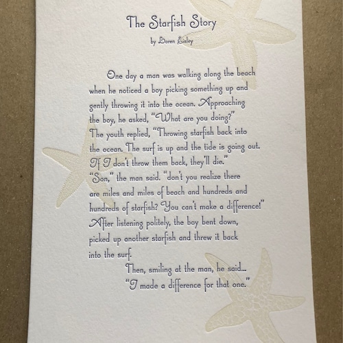 The Starfish Story. - Etsy