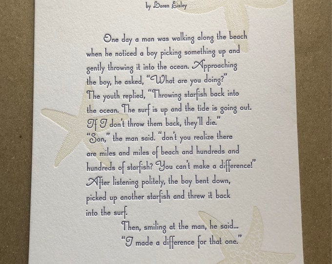 The Starfish Story. - Etsy