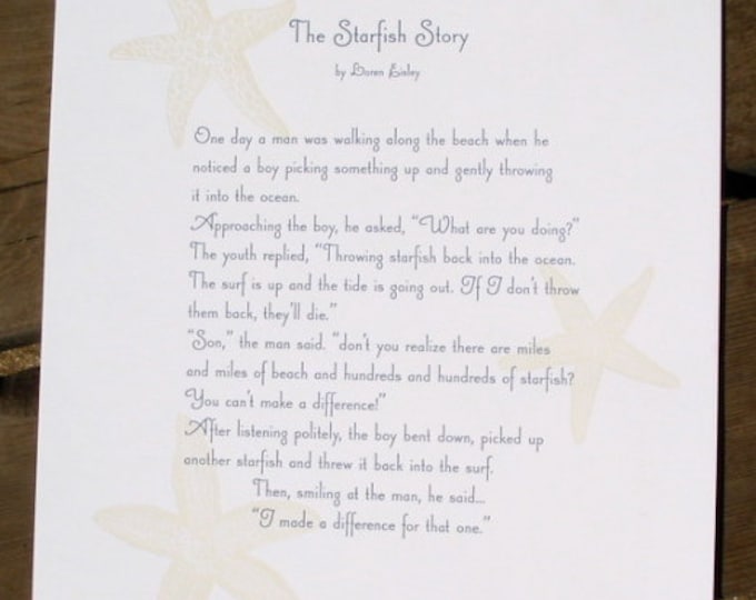 Large - Starfish Story - Letterpress Printed Broadside - Etsy