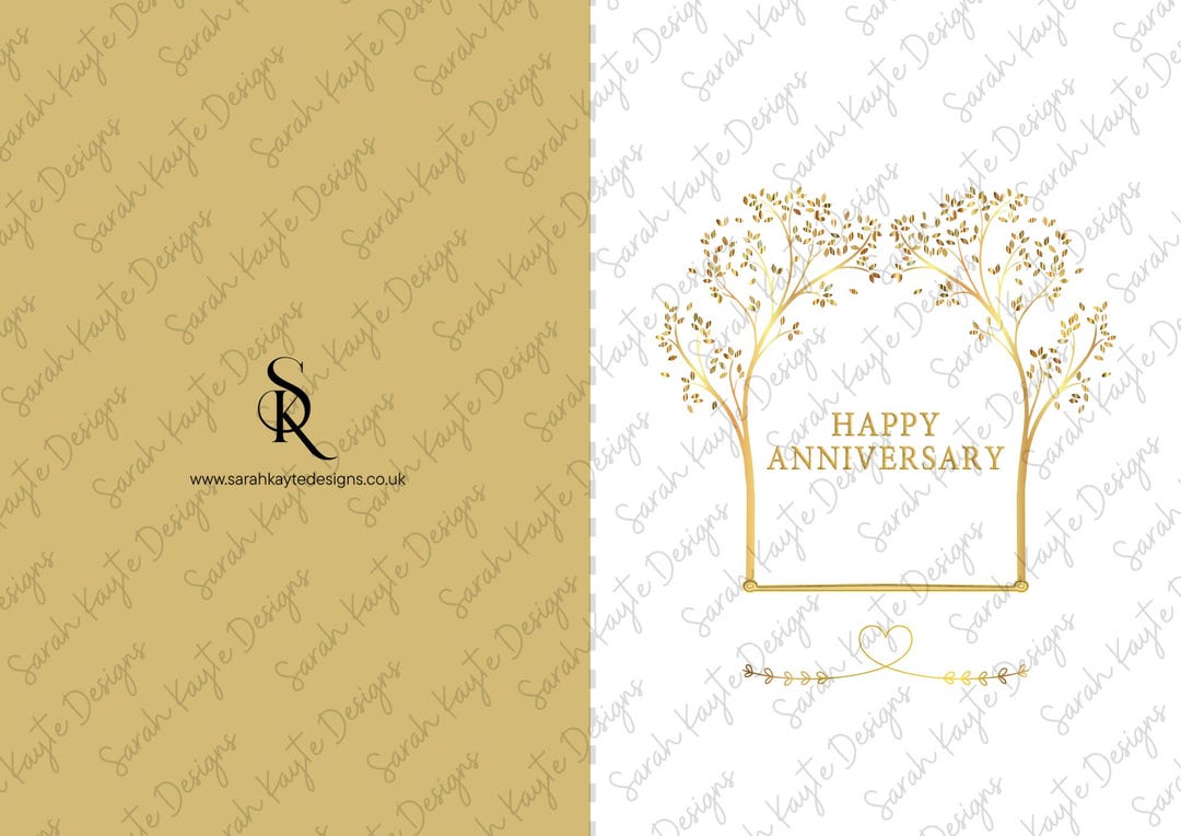 A5 PORTRAIT Anniversary Gold Trees (with Vellum Overlay) - Etsy