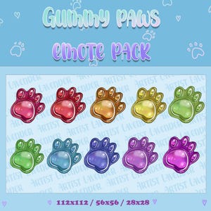 Rainbow Gummy Bear Paw Print Emotes (PNG, .zip) - Etsy